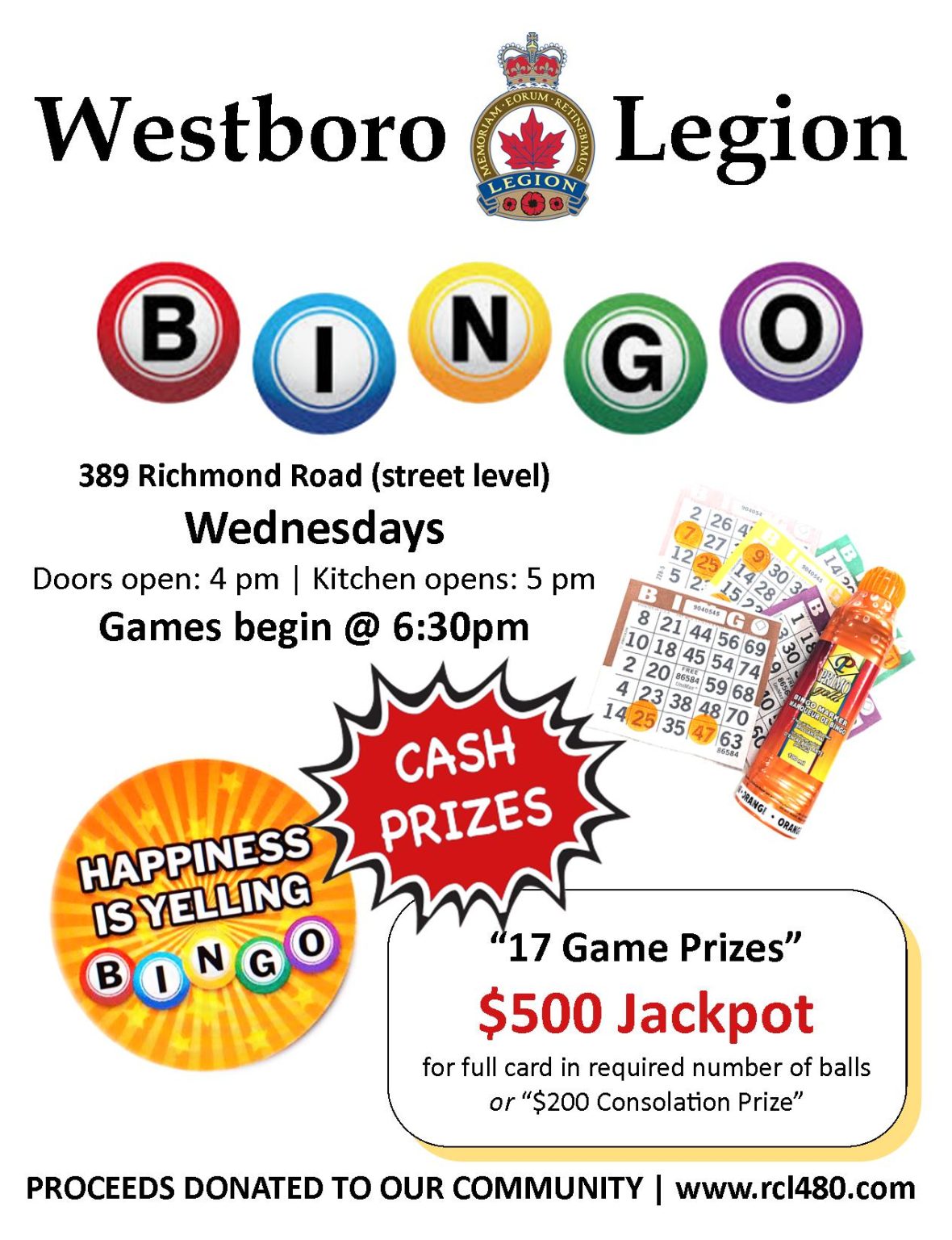 Westboro Legion Bingo Night - Westboro Village BIA